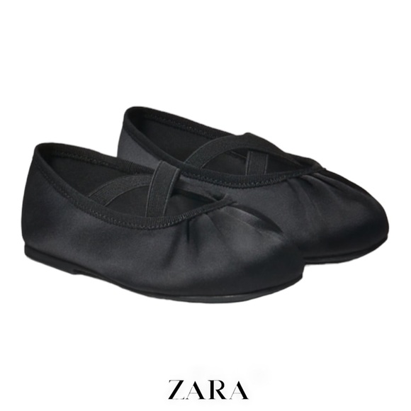 Zara | Shoes | Zara Kids Black Satin Effect Ballet Flats | Poshmark